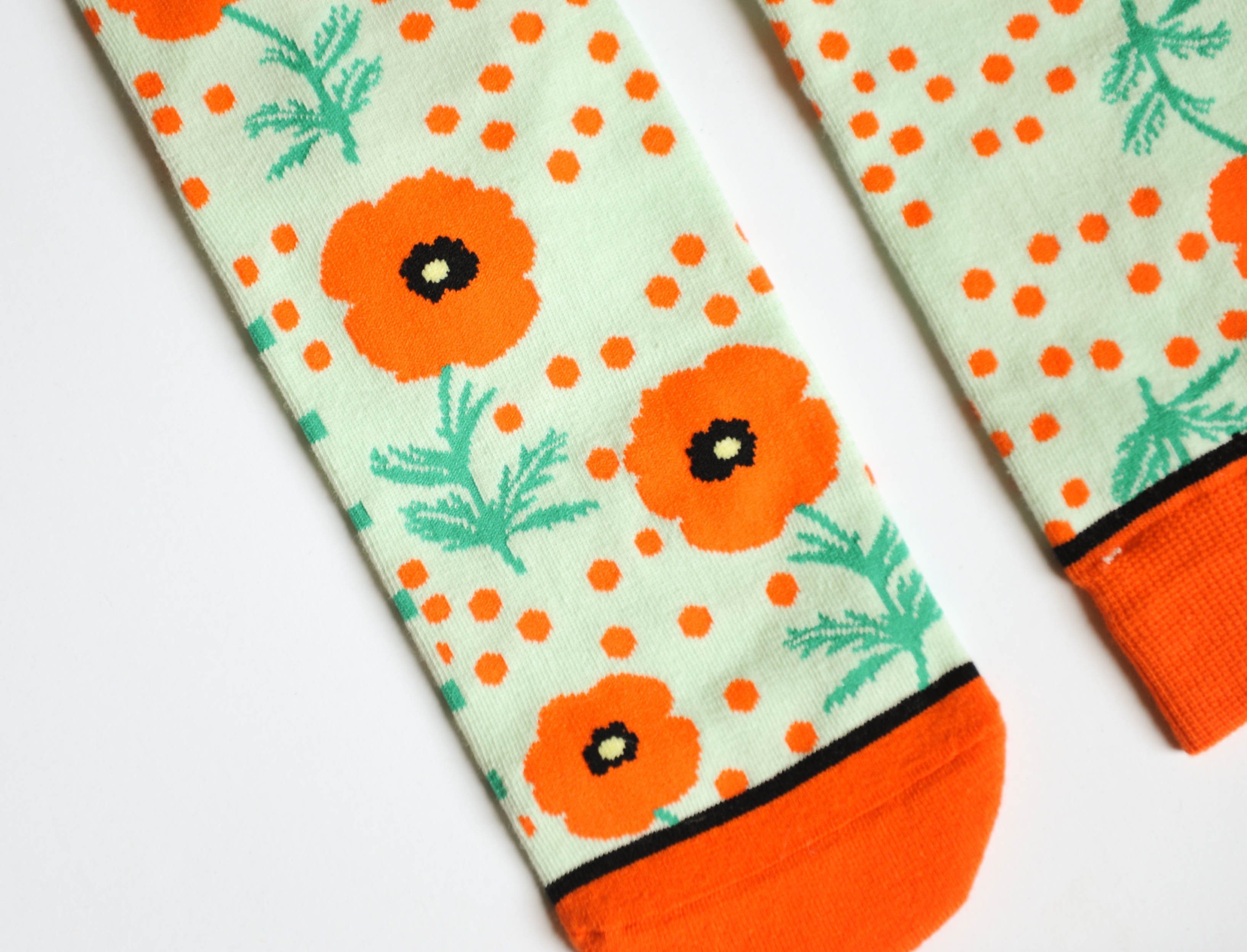 Poppy Flower Socks - Poppy and Dot Socks - Woven Pear