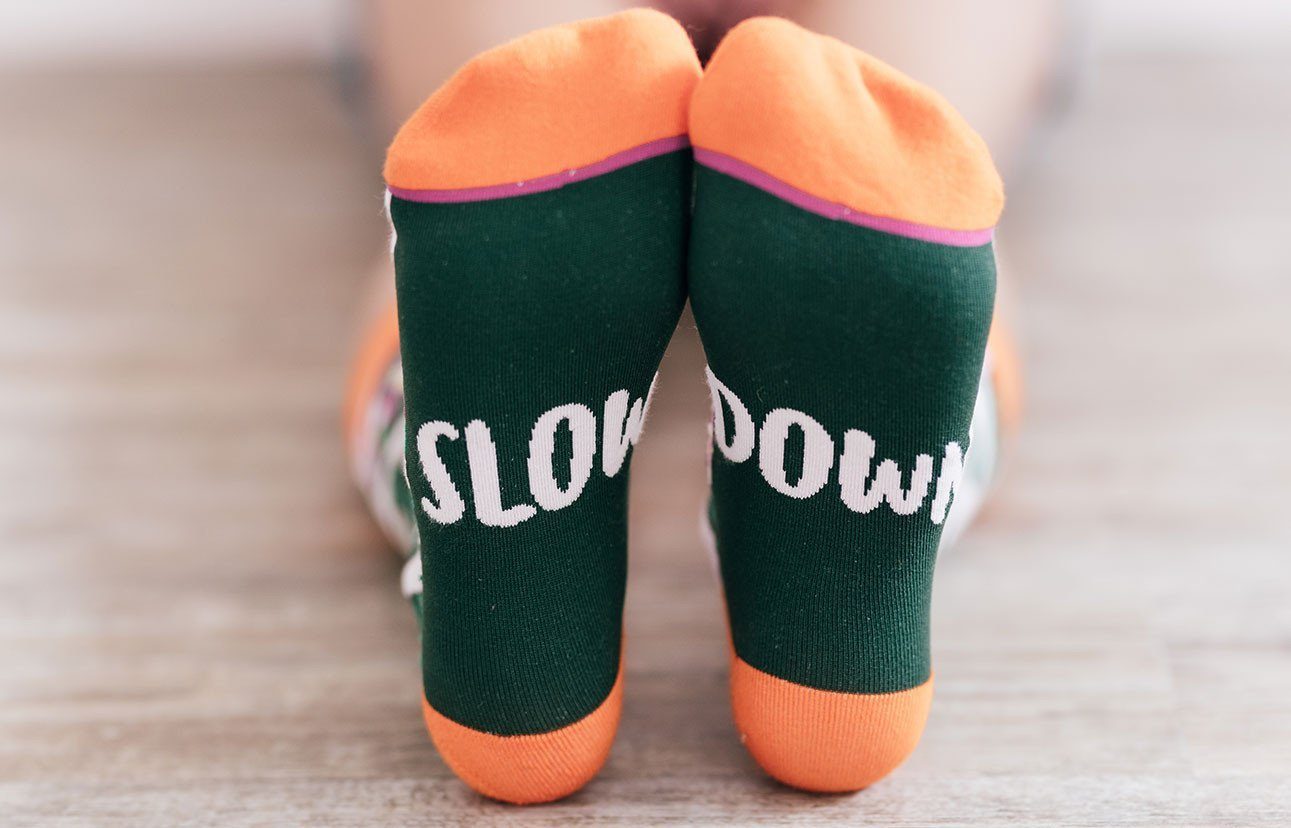 Sloth Socks - Slow Down Sloth - Woven Pear